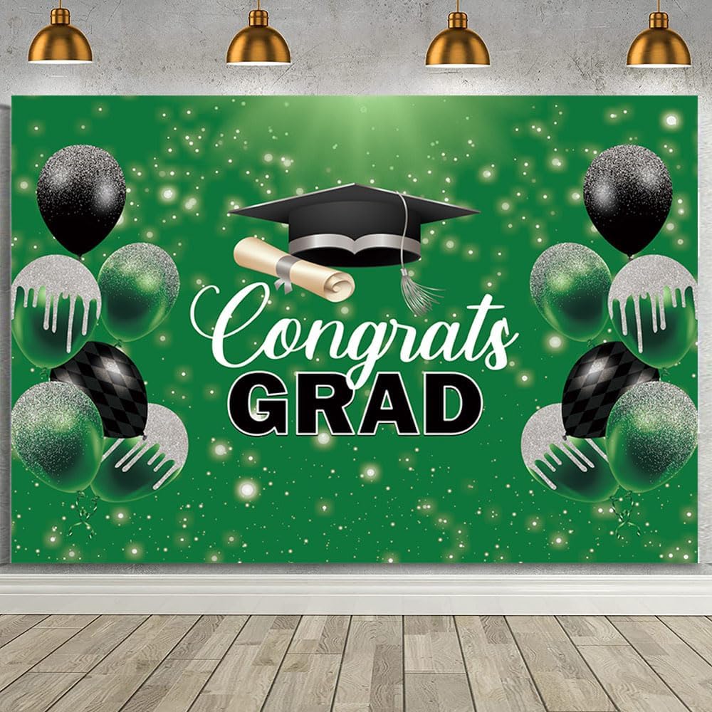 Amazon.com : MEHOFOND 7x5ft Graduation Backdrop Green Congrats Grad ...