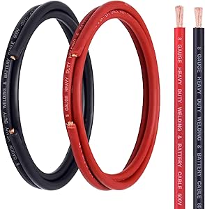 Geosiry 8 Gauge Battery Cable, 5FT Red + 5FT Black 8 AWG Welding Cable ...