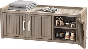 Amazon.com: EasyUp Shoe Bench Waterproof,Resin Shoe Cabinet,Outdoor ...