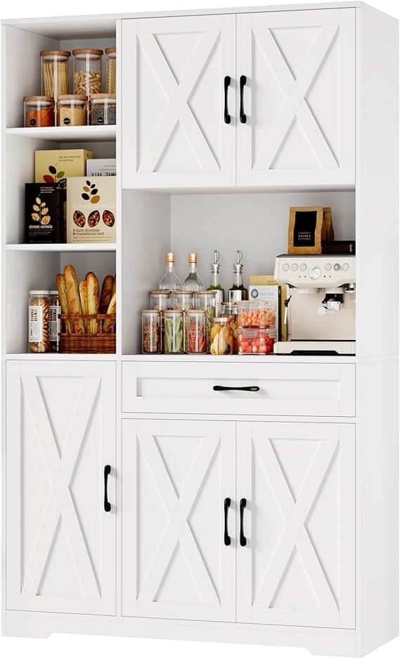 Amazon.com: HOSTACK 71" Tall Kitchen Pantry Storage Cabinet, Farmhouse ...