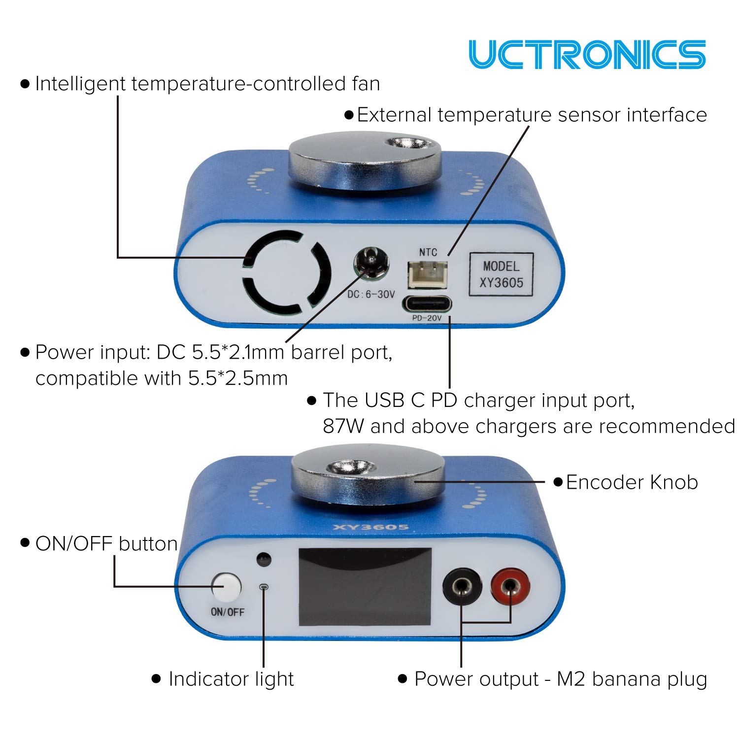 UCTRONICS Portable DC Voltage Regulator Adjustable Power Supply, DC 6 ...