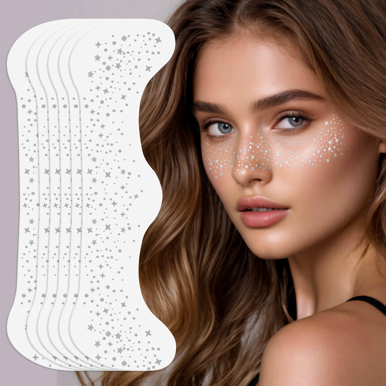 Amazon.com : MEICOLY Silver Face Glitter,Glitter Freckles Face Tattoo for Women and Kids,Sparkle ...