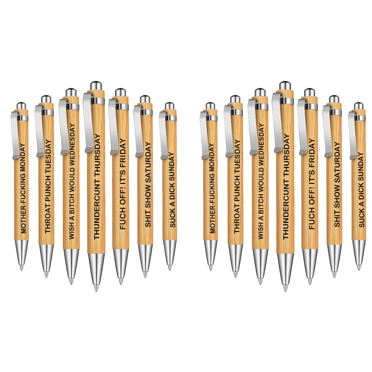 Amazon.com : Cityhermit 14-Piece Funny Bamboo Pen Set for Sarcastic ...