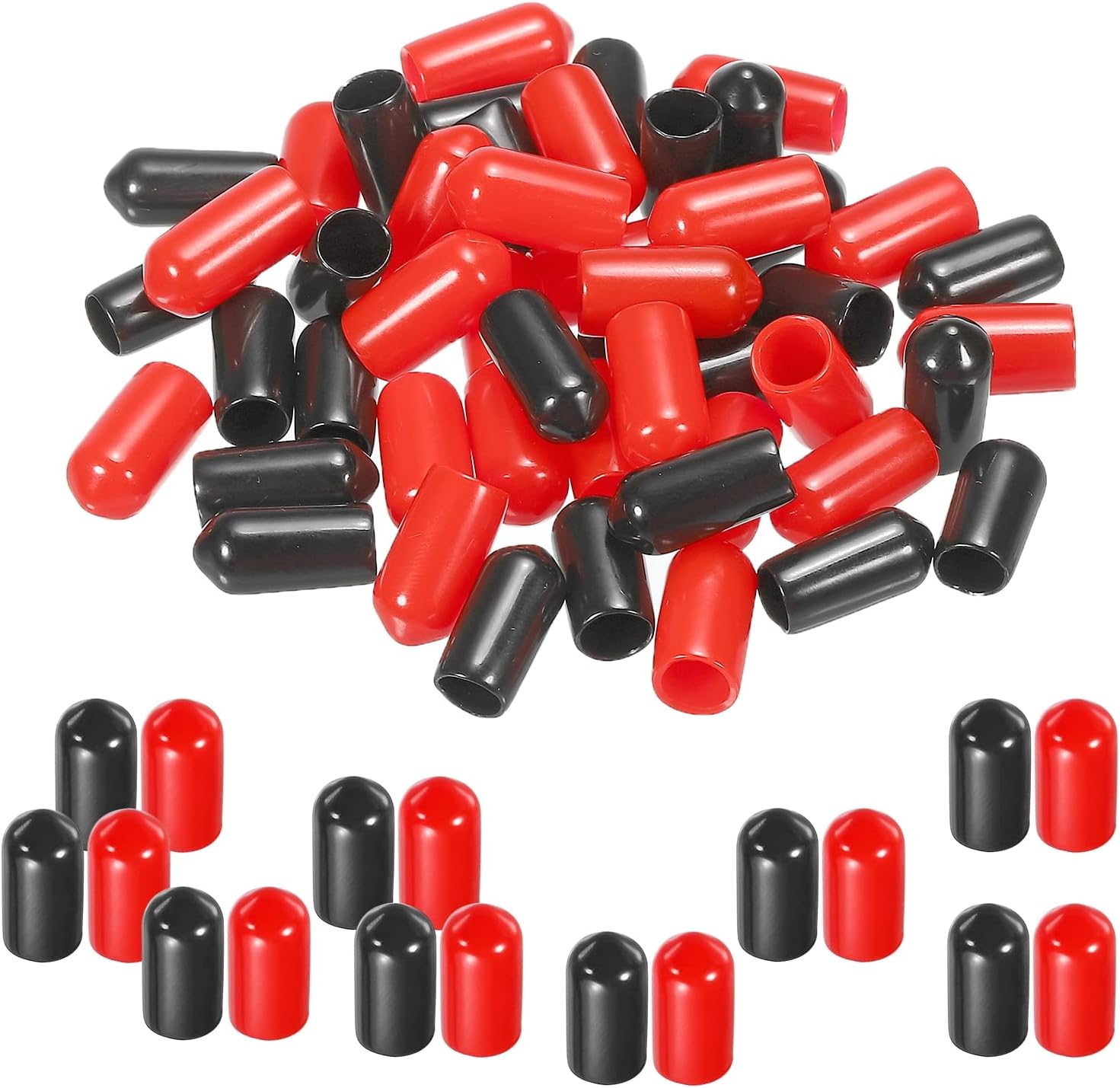 MECCANIXITY 50pcs Rubber End Caps Cover Assortment 1/4 inch(6.5mm) PVC ...