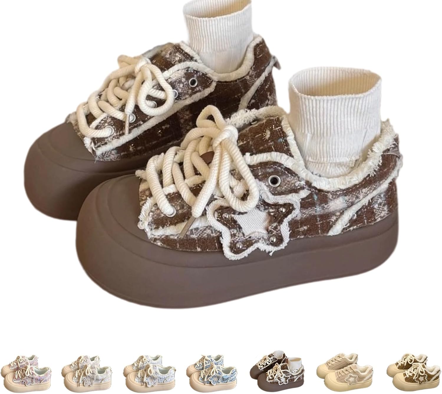 Y2k Shoes Star Shoes Walking Sneakers for Women Chunky Whimsical Stars ...