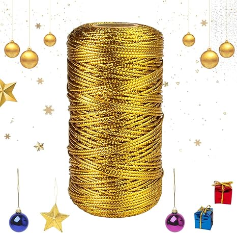 KLYNGTSK 100M Gold String Twine Metallic Craft Cord 1.5mm Gold Twine ...