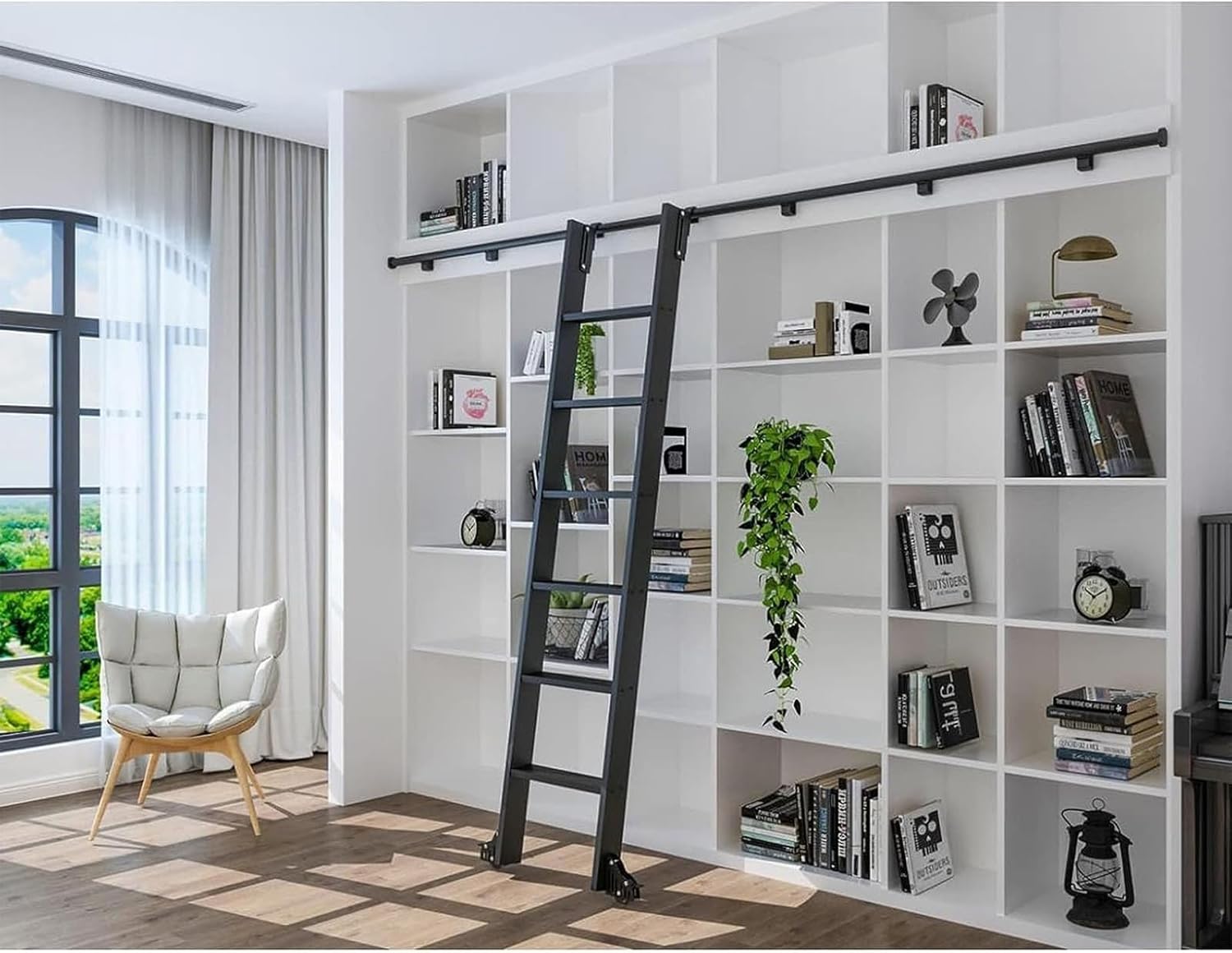 Amazon.com: Rolling Sliding Ladder Hardware Kit - Sliding Barn Door Kit ...