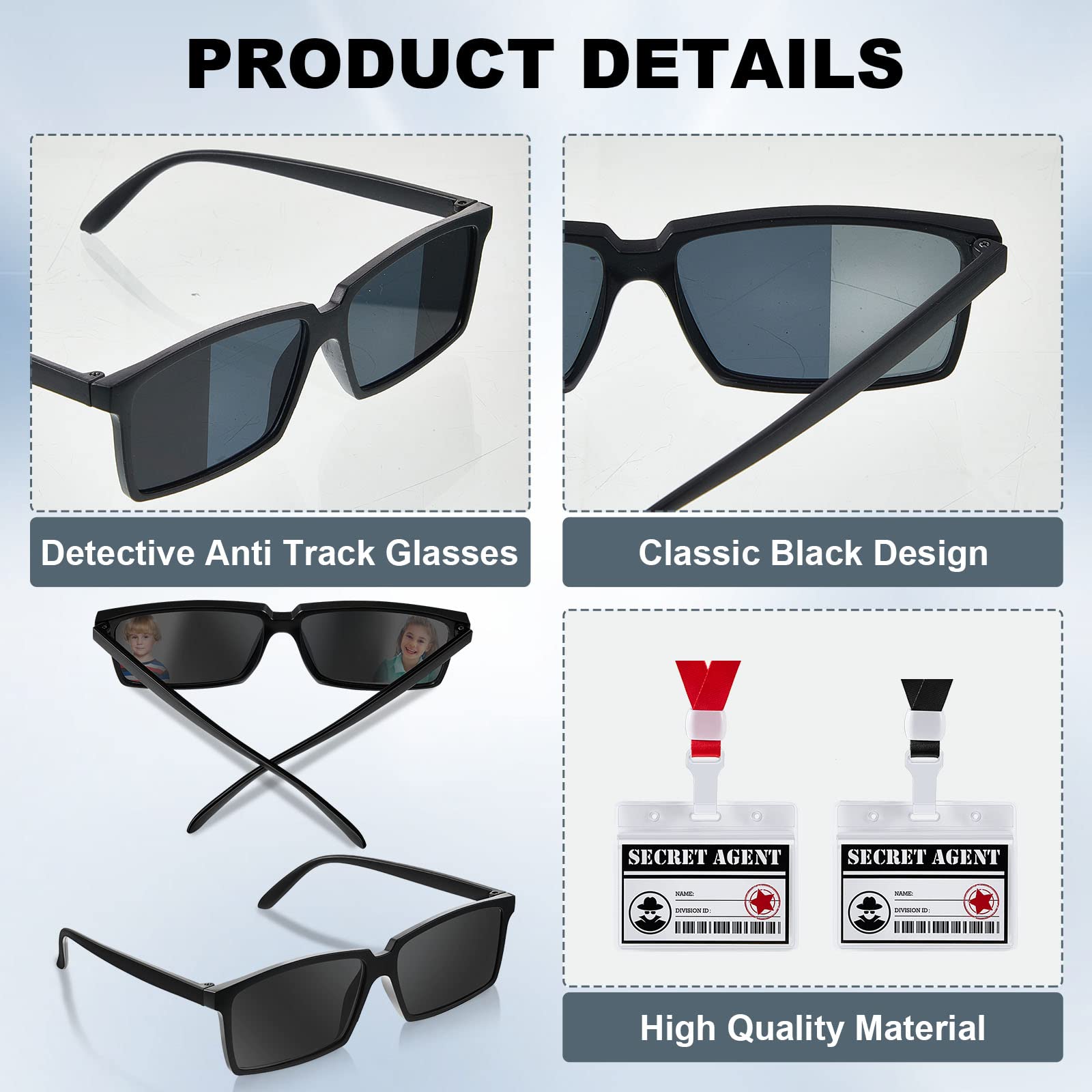 Umigy 48 Pcs Secret Agent Name Tags and See Behind You Sunglasses ...