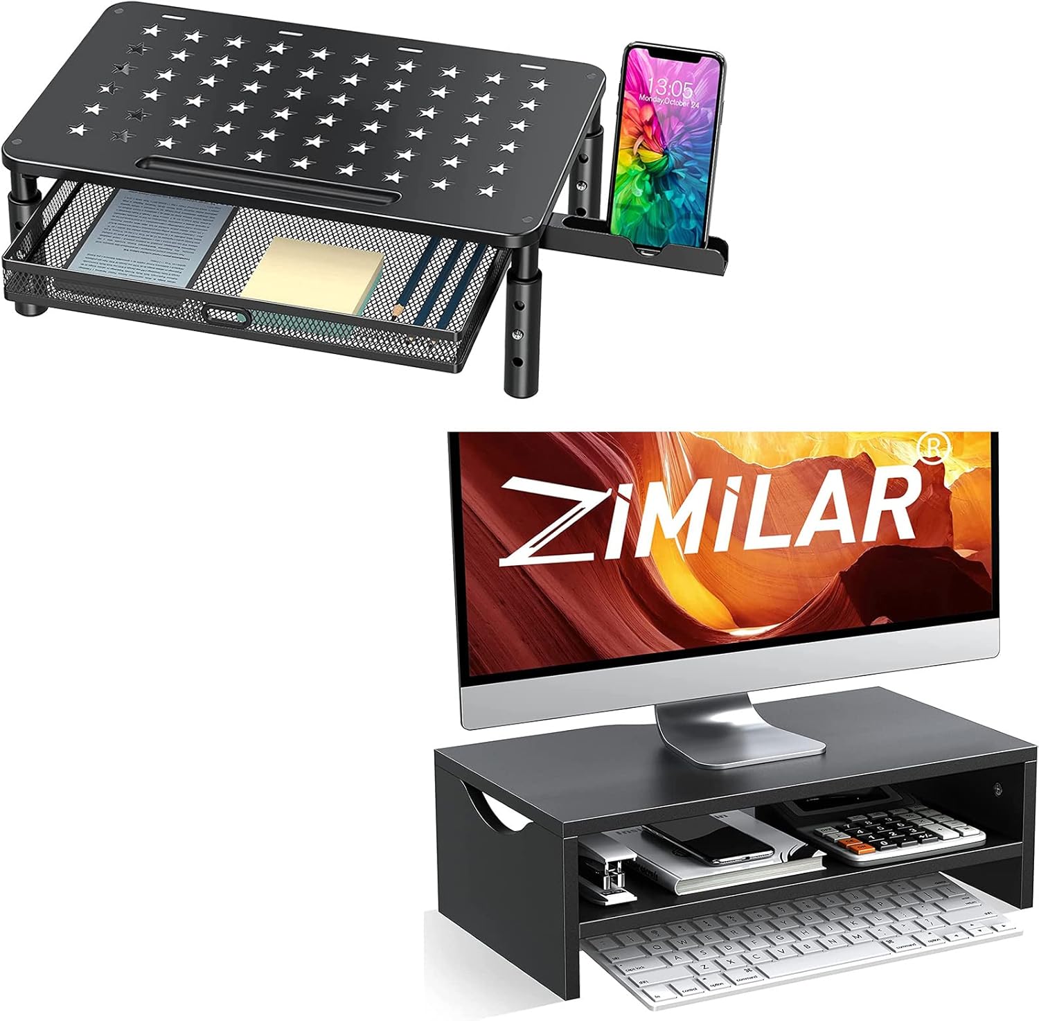 Amazon.com: Zimilar Height Adjustable Monitor Stand Riser with Metal ...