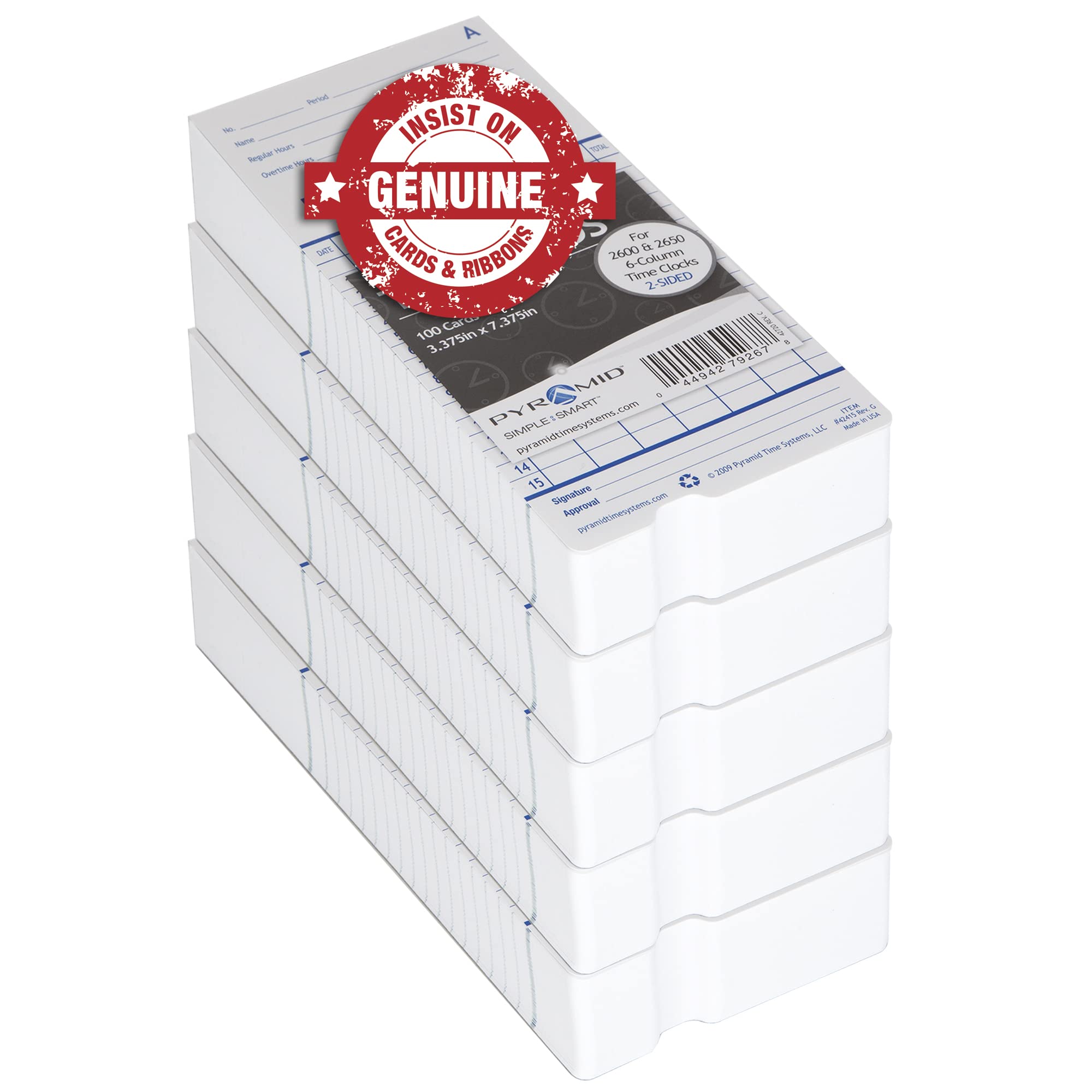 Amazon.com : Pyramid Time Systems - Authentic Time Cards (42415PK5) for ...