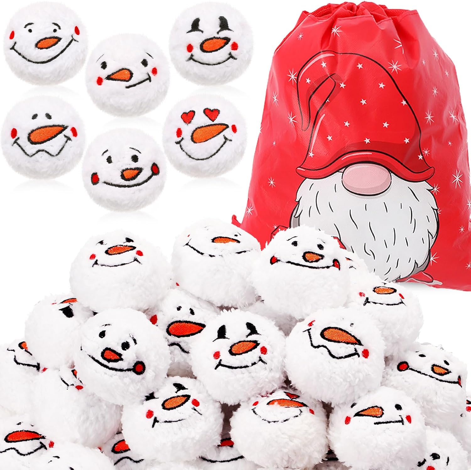 Amazon.com: 72 Pieces Snowball Fun Set Plush Snowmen Balls Fake ...