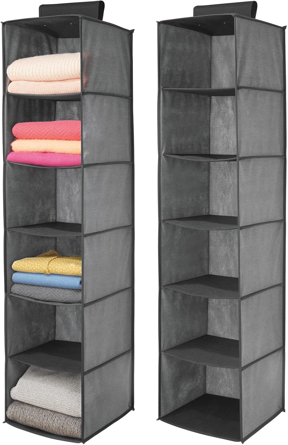mDesign Long Soft Fabric Over Closet Rod Hanging Storage Organizer with ...