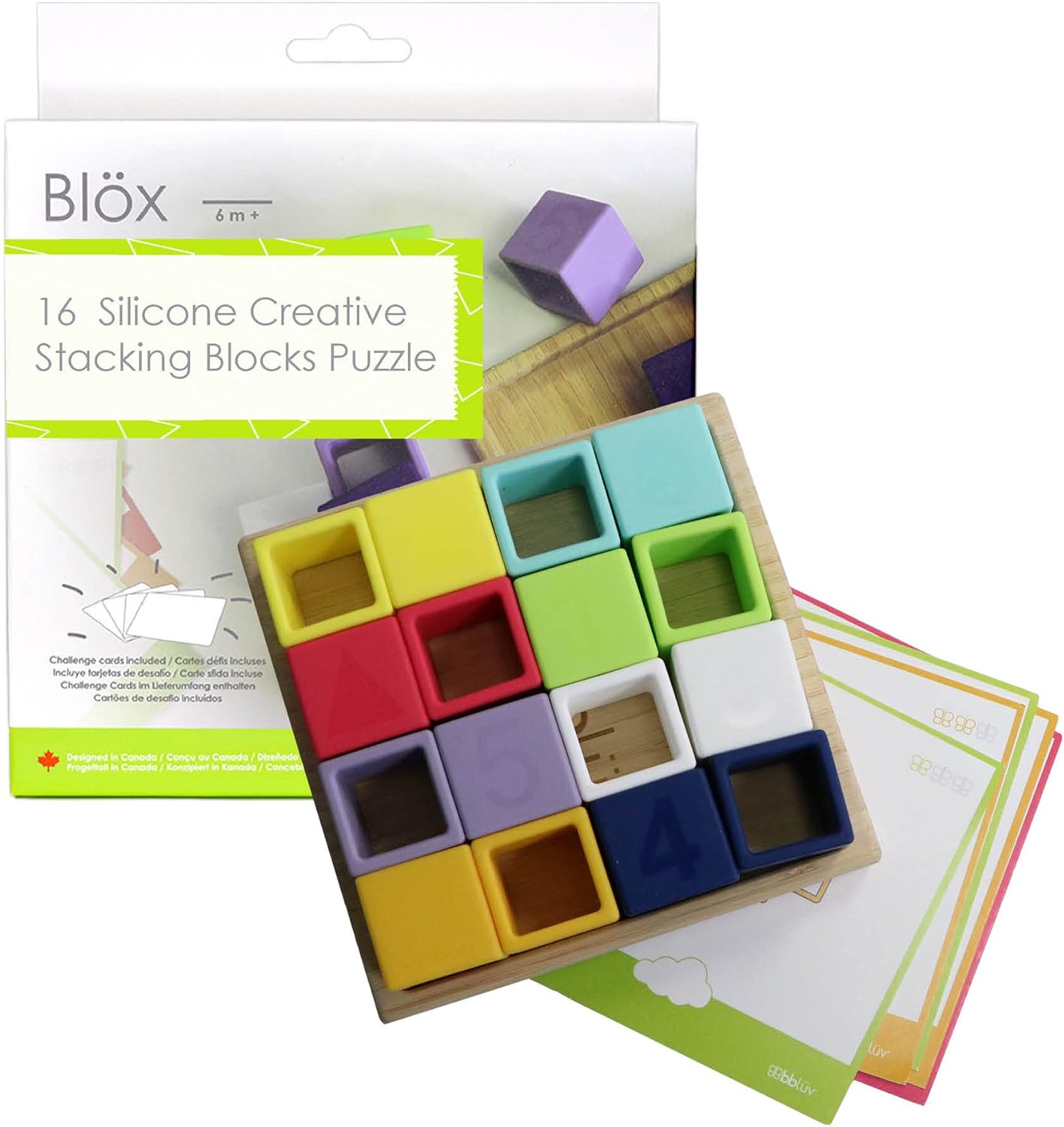 bblüv - Blöx - Silicone Stacking Blocks Puzzle– 16 Colorful Creative ...