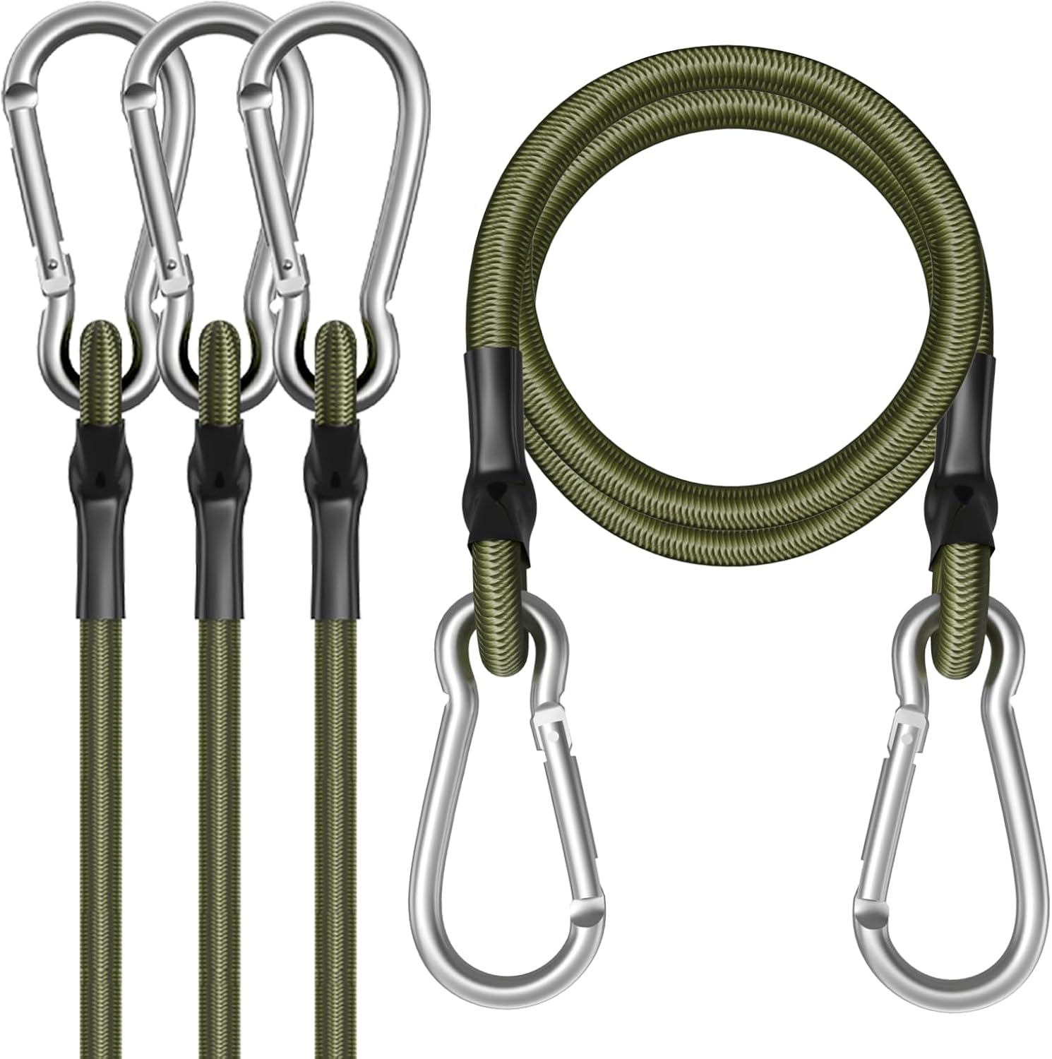Alqpopg Bungee Cords with Carabiner Hooks 36 inch Heavy Duty Outdoor ...