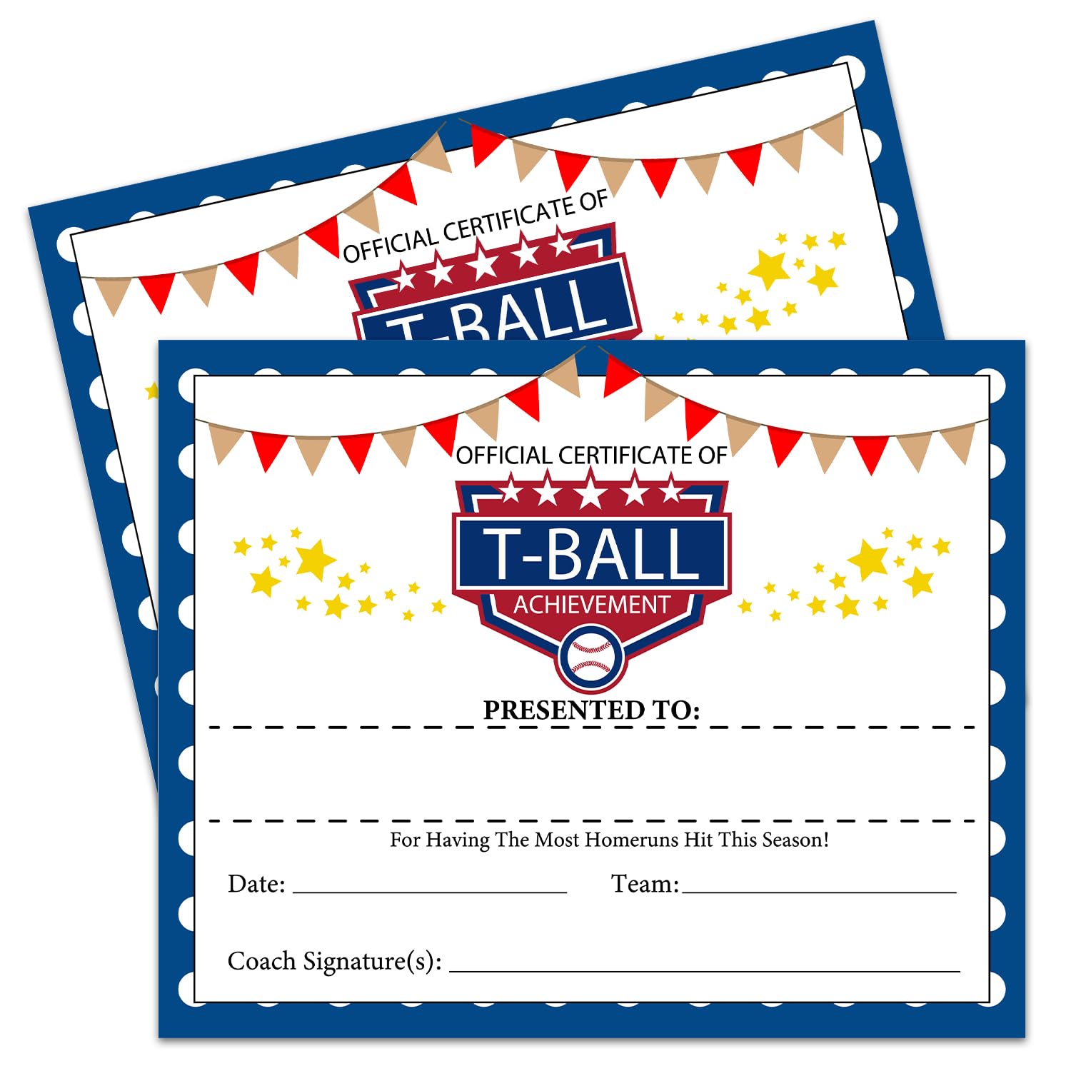 Amazon.com : Certificates of Achievement, 25 T-Ball Award Certificates ...