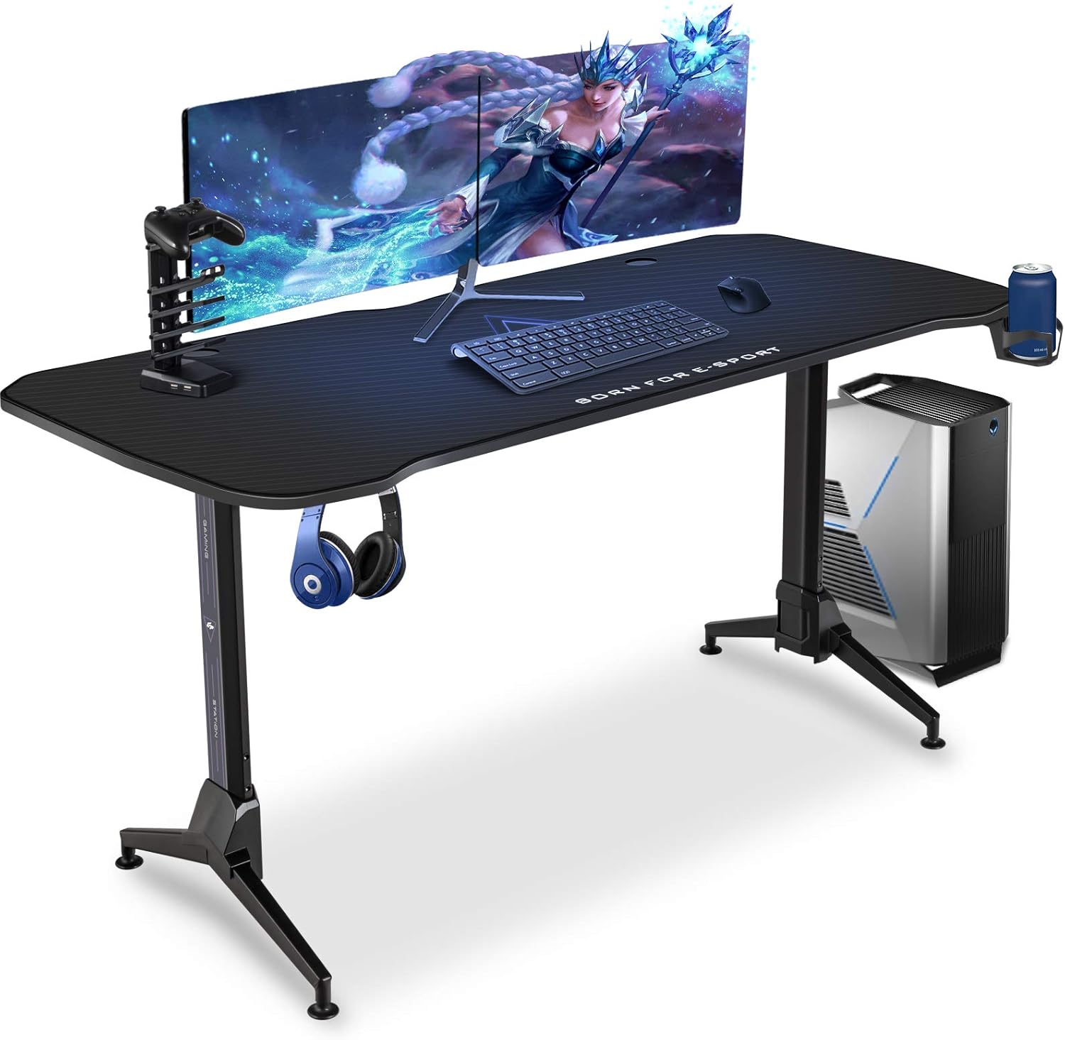 GOPLUS Gaming Tisch mit Rutschfester Schreibtischunterlage ...