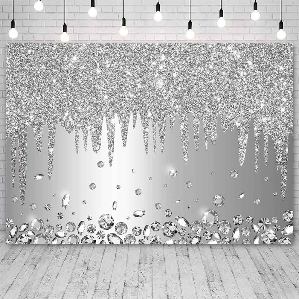 ABLIN 7x5ft Silver Backdrop Dripping Glitter Crystal Diamond Silver ...