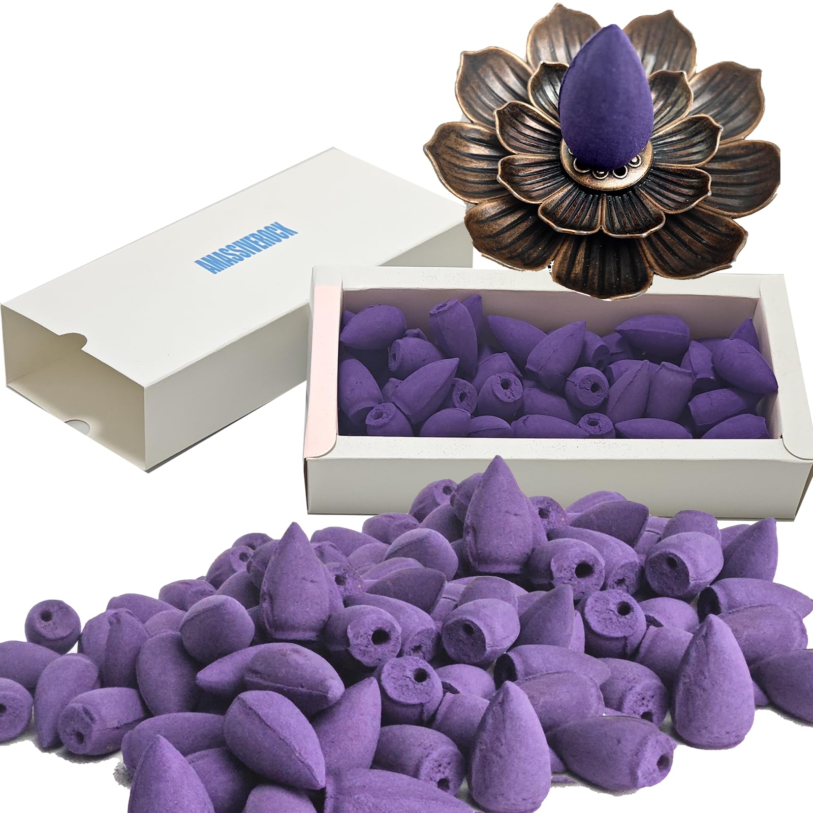 Amazon.com: AMASSIVEROCK Lavender Incense Cones (50 Cones) with ...