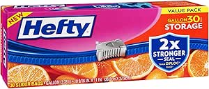 Hefty One Zip Value Pack Gallon Storage Bags, 30 Count Boxes (Pack of 9 ...