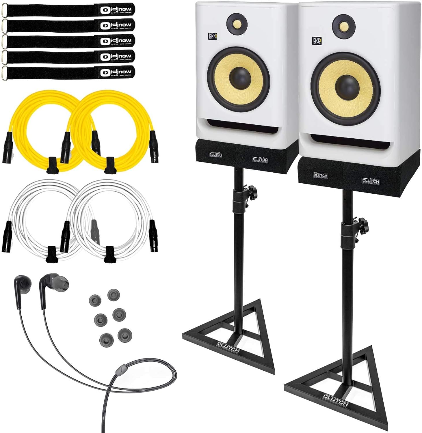 Amazon.com: KRK ROKIT 8 G4 RP8G4 8" Active Bi-Amped Studio Monitor Speakers White w Stands ...
