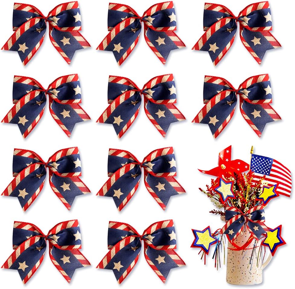 Amazon.com: Hying 10 Pieces Veterans Day Patriotic Bows for Wreath ...