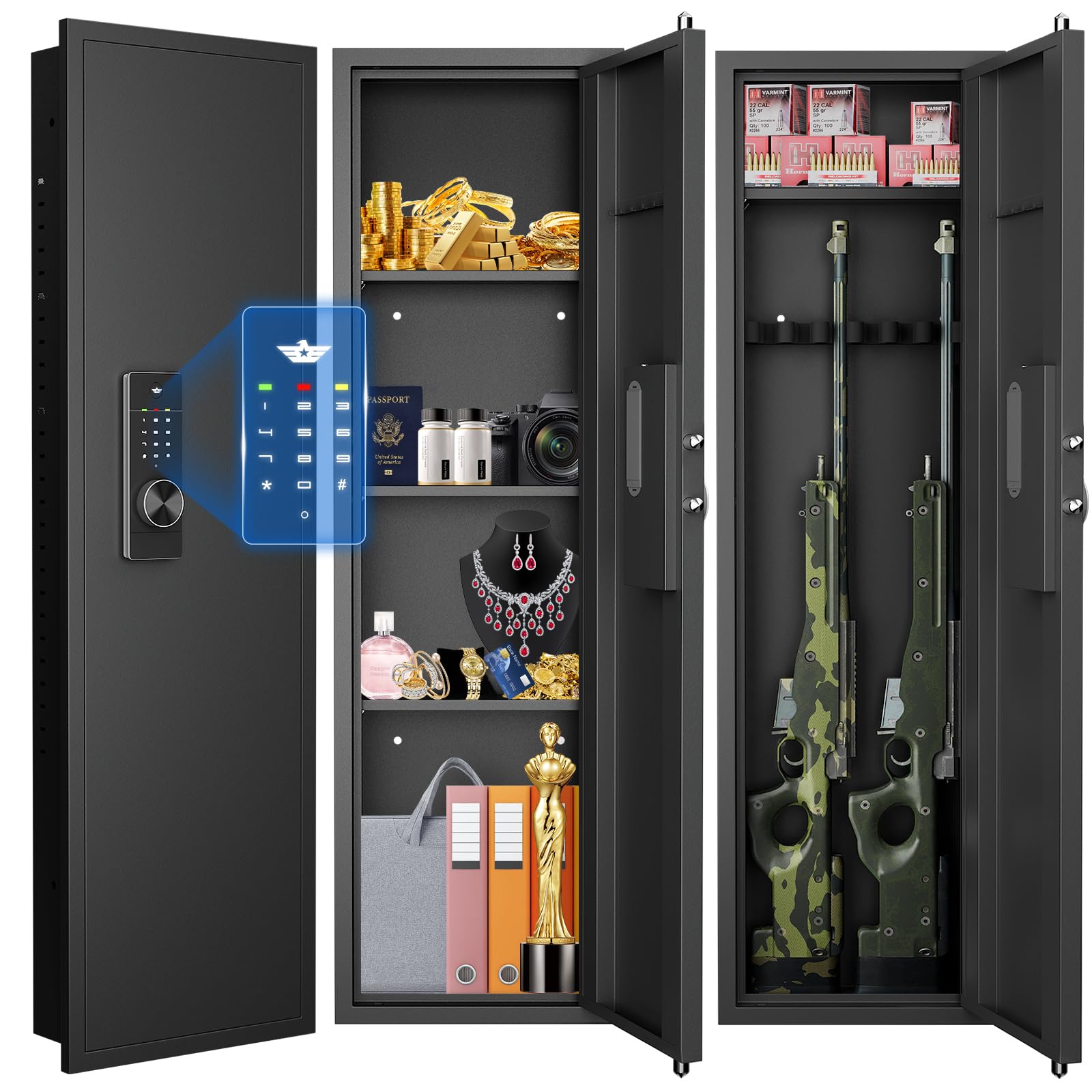 Combination Lock Safe 43.3-Inch Tall Fireproof Wall Safe - With ...