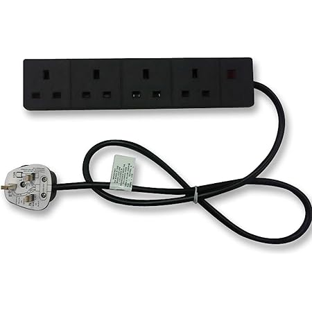 4 Way Extension Lead, Te-Rich Multi Plug Power Strip with 4 USB Slots(3 ...