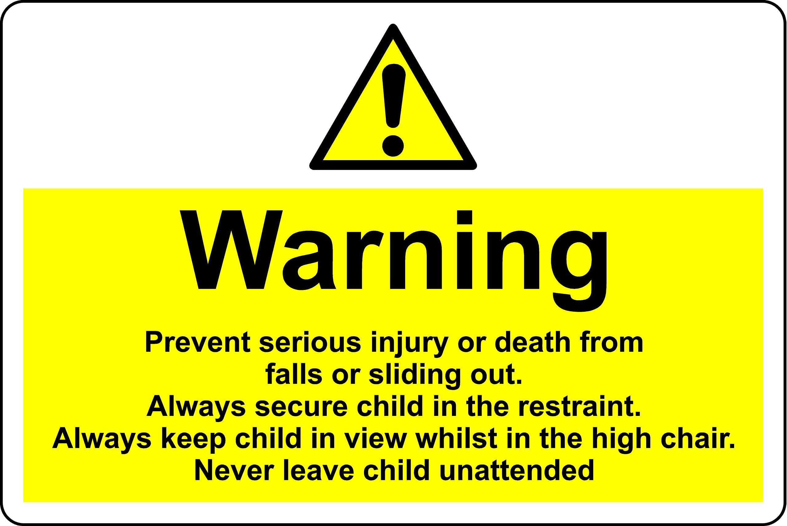 Warning high chair safety sign - 1mm Plastic sign (200mm x 150mm ...