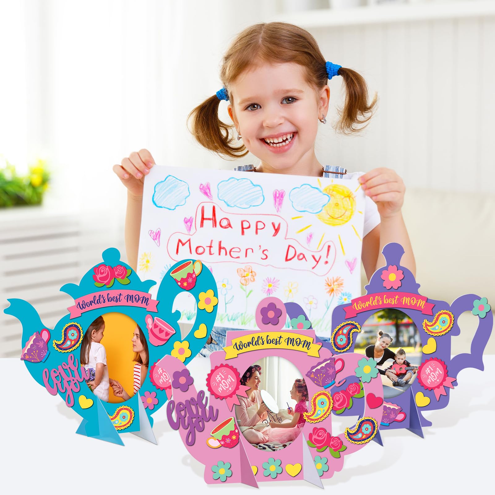 Snapklik.com : 24 Sets Mothers Day Picture Frame Craft Bulk DIY Mom Tea ...