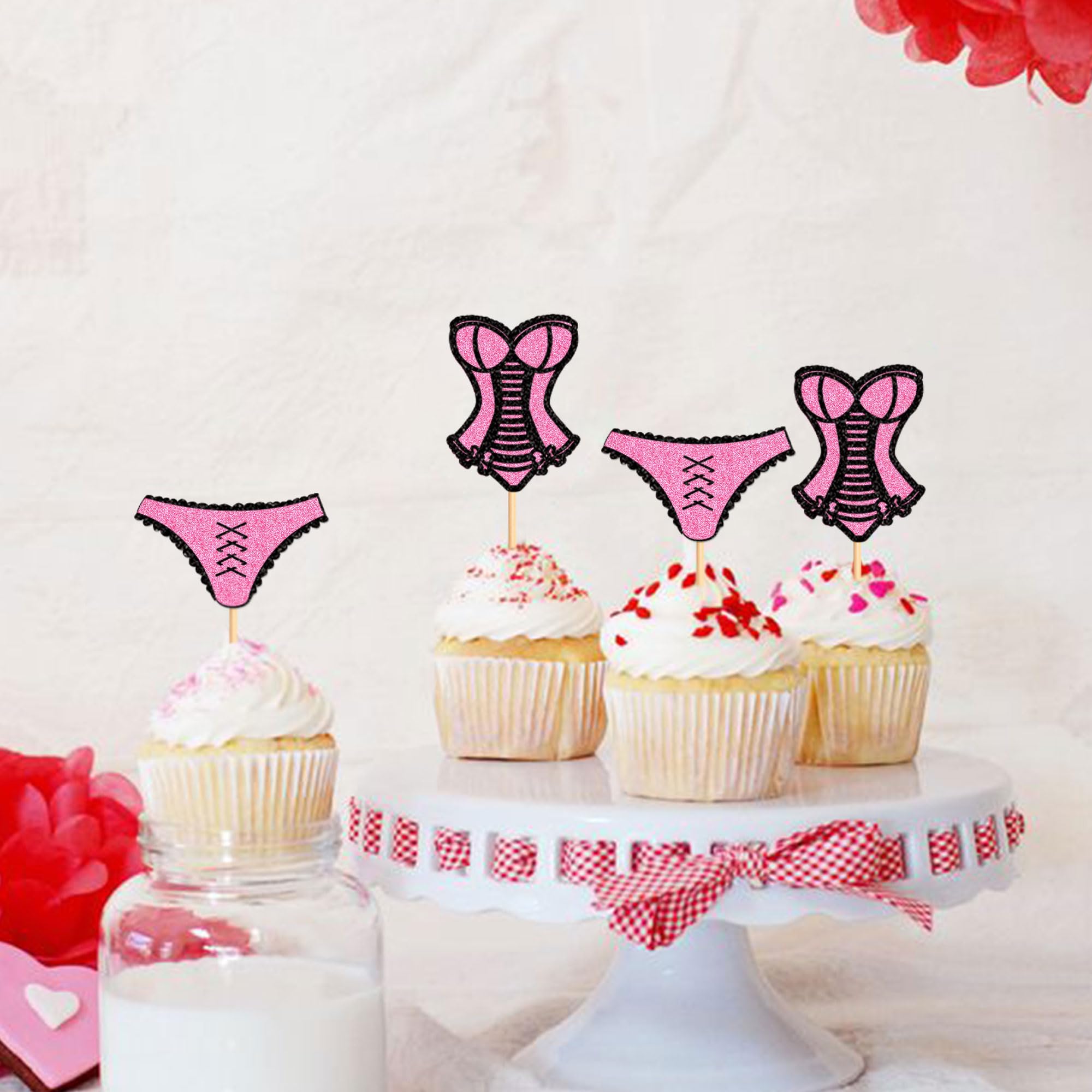 Hot Pink Cake Toppers 48 Pcs Hot Pink Princess Cupcake Toppers ...