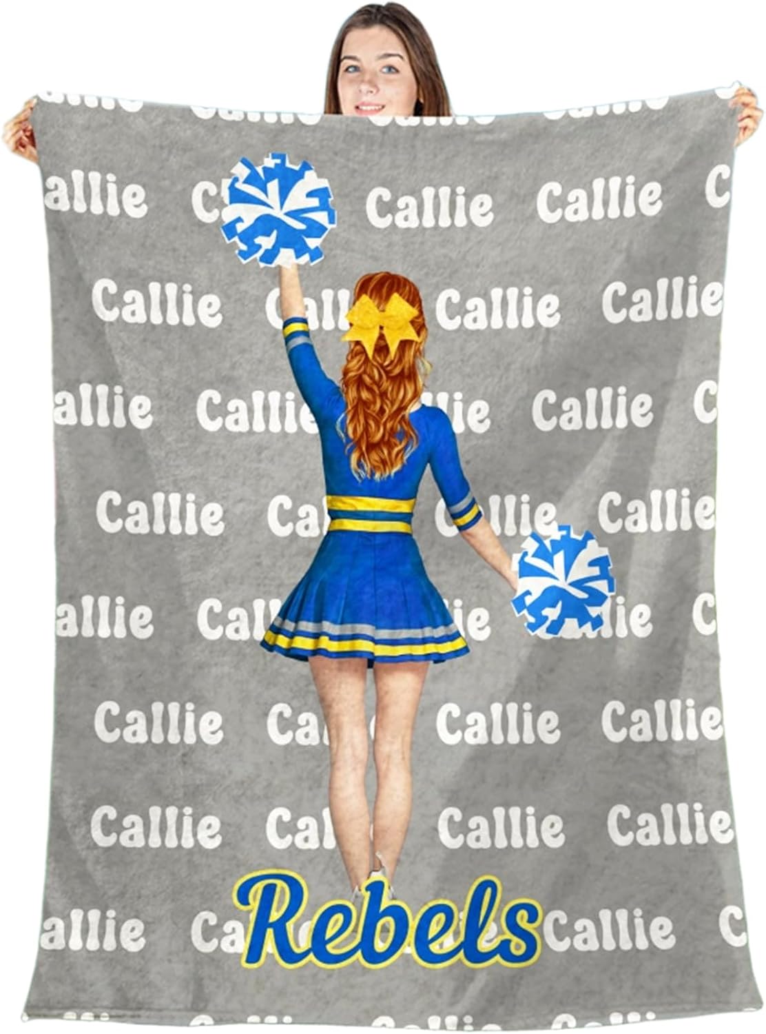 Amazon.com: callie Personalized Cheerleader Blanket, Custom Cartoon ...