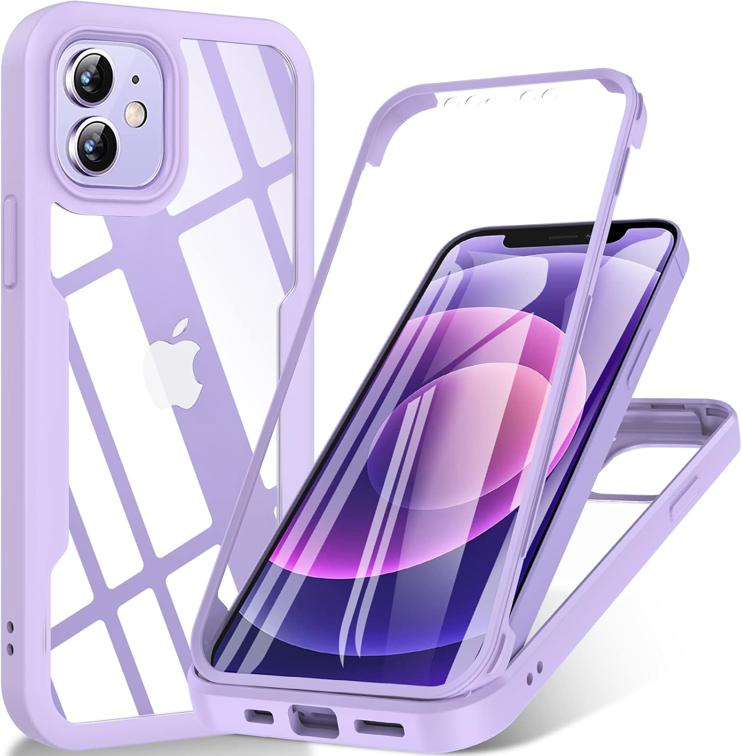 OWKEY Coque pour iPhone 12|12 Pro, 360 ° Full Body Double Coque ...