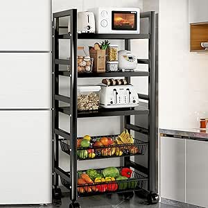 5-Tier Kitchen Storage Shelves, Metal Shelves for Storage Pantry ...