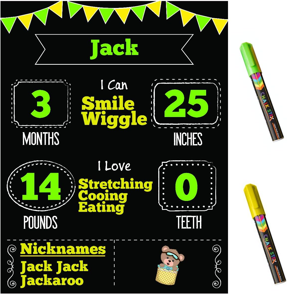 Amazon.com: Custom Product Solutions Monthly Baby Stats and Milestones ...