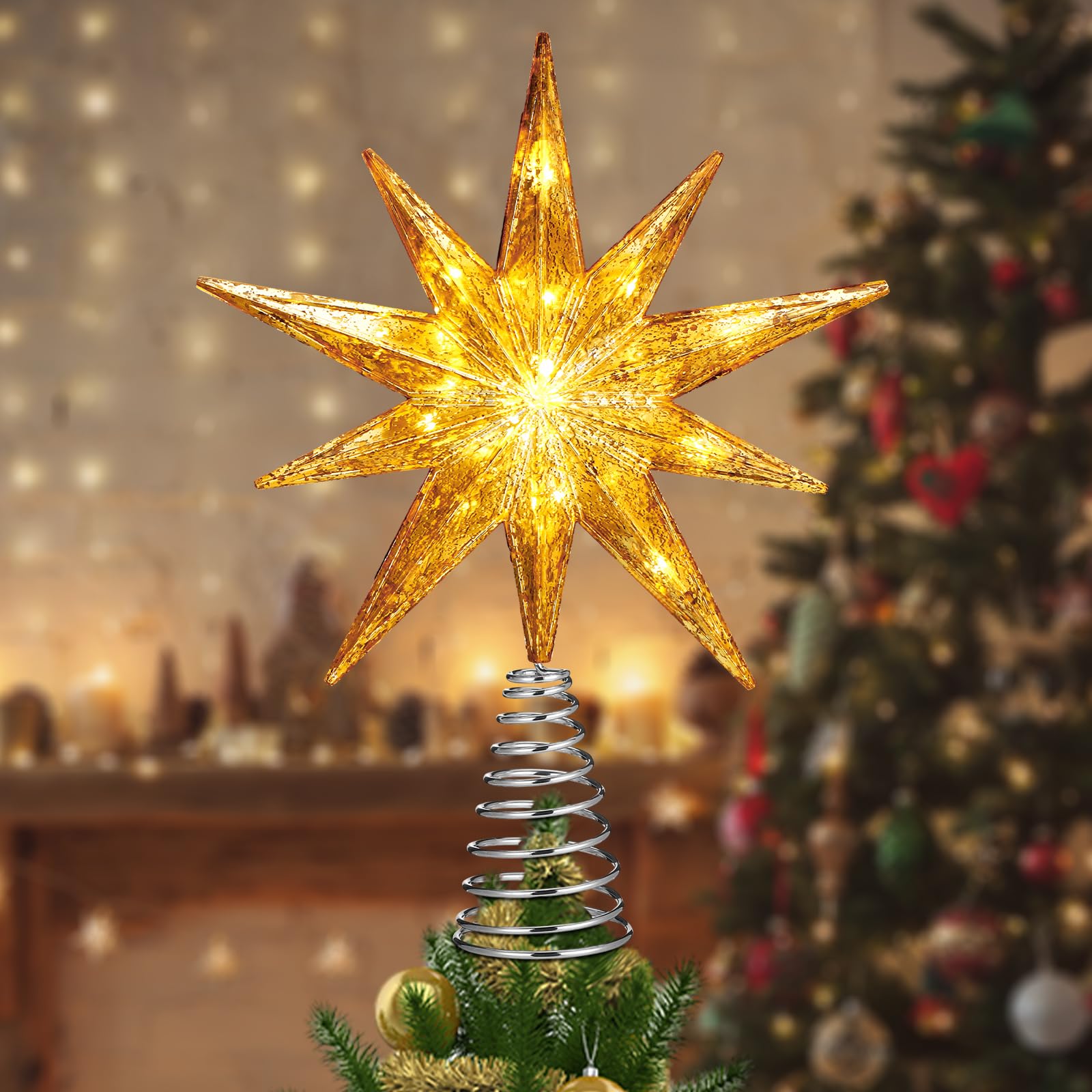 Amazon.com: Colingmill 12 Inch Star Christmas Tree Topper Large Glitter ...