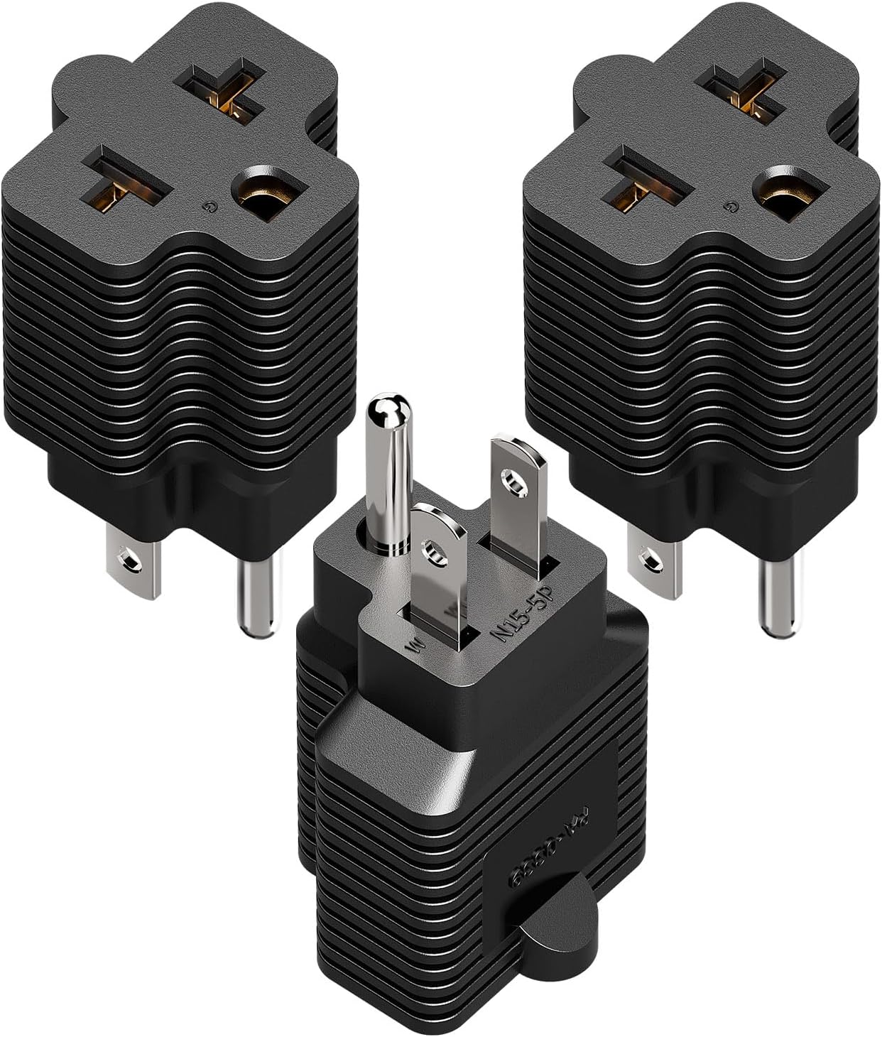 [3Pack] 4-in-1 15 Amp Household AC Plug to 20 Amp T Blade Adapter,5-15P ...