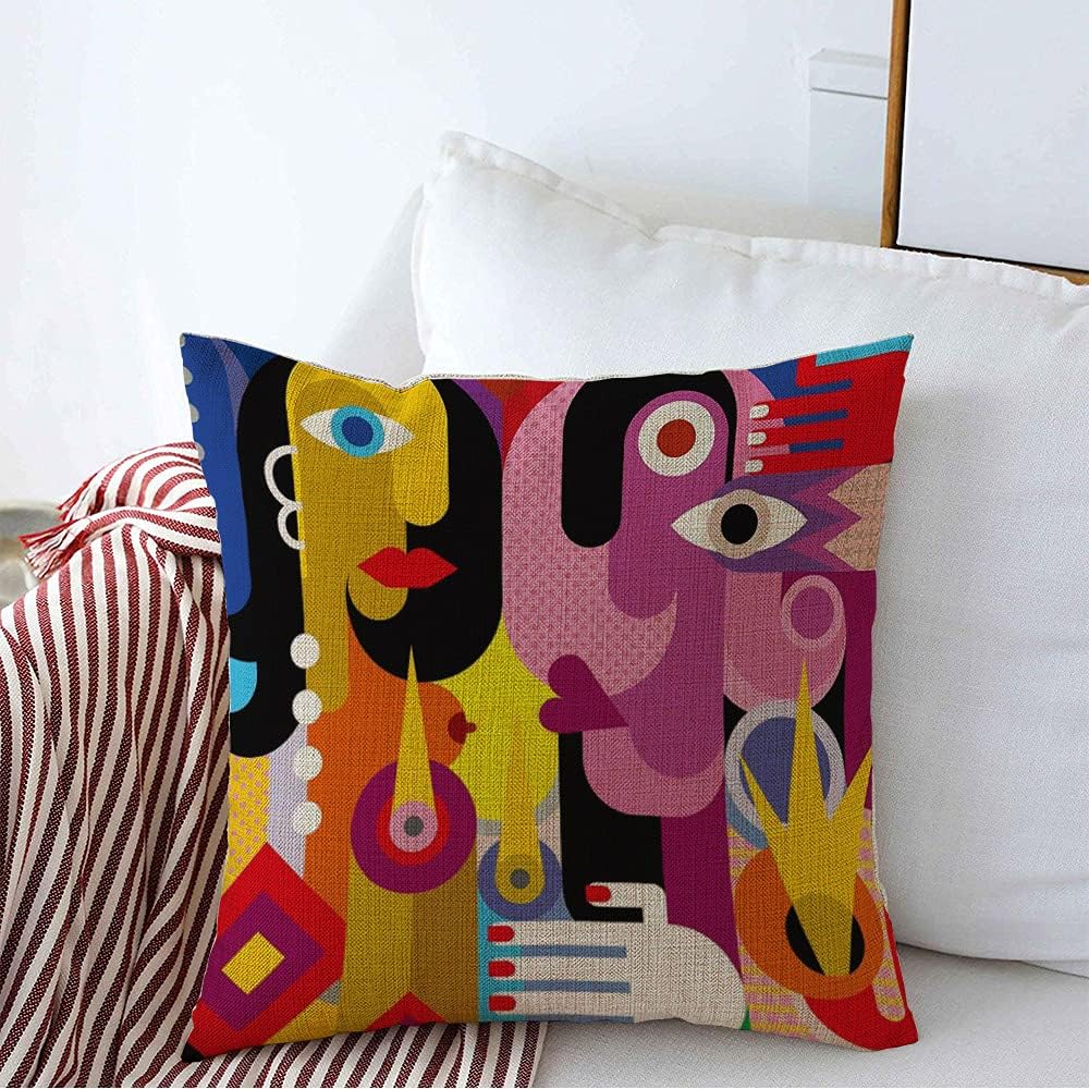 Amazon.com: HOMICOZI Boho Abstract Throw Pillow Covers Tufted Sun Pillow Covers Colorful Mid ...