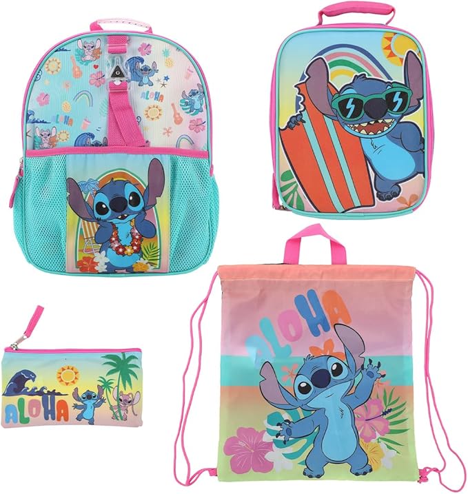 Amazon.com | Disney Lilo & Stitch 5-Piece Backpack & Lunchbox Set ...