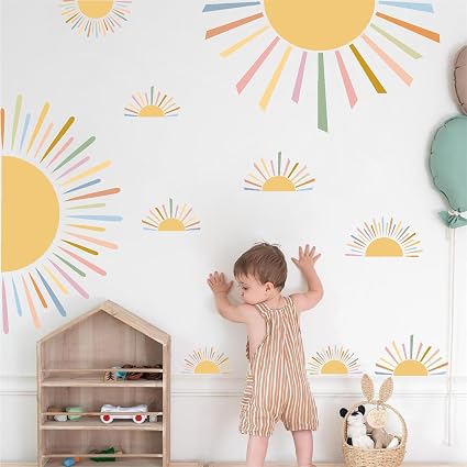 Amazon.com: Large Sun Wall Decal Boho Sunshine Wall Stickers Removable ...