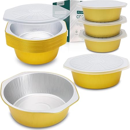 Amazon.com: YAFIRST 20 Pcs 8" Aluminum Foil Pans with Lids, 3X Thick ...