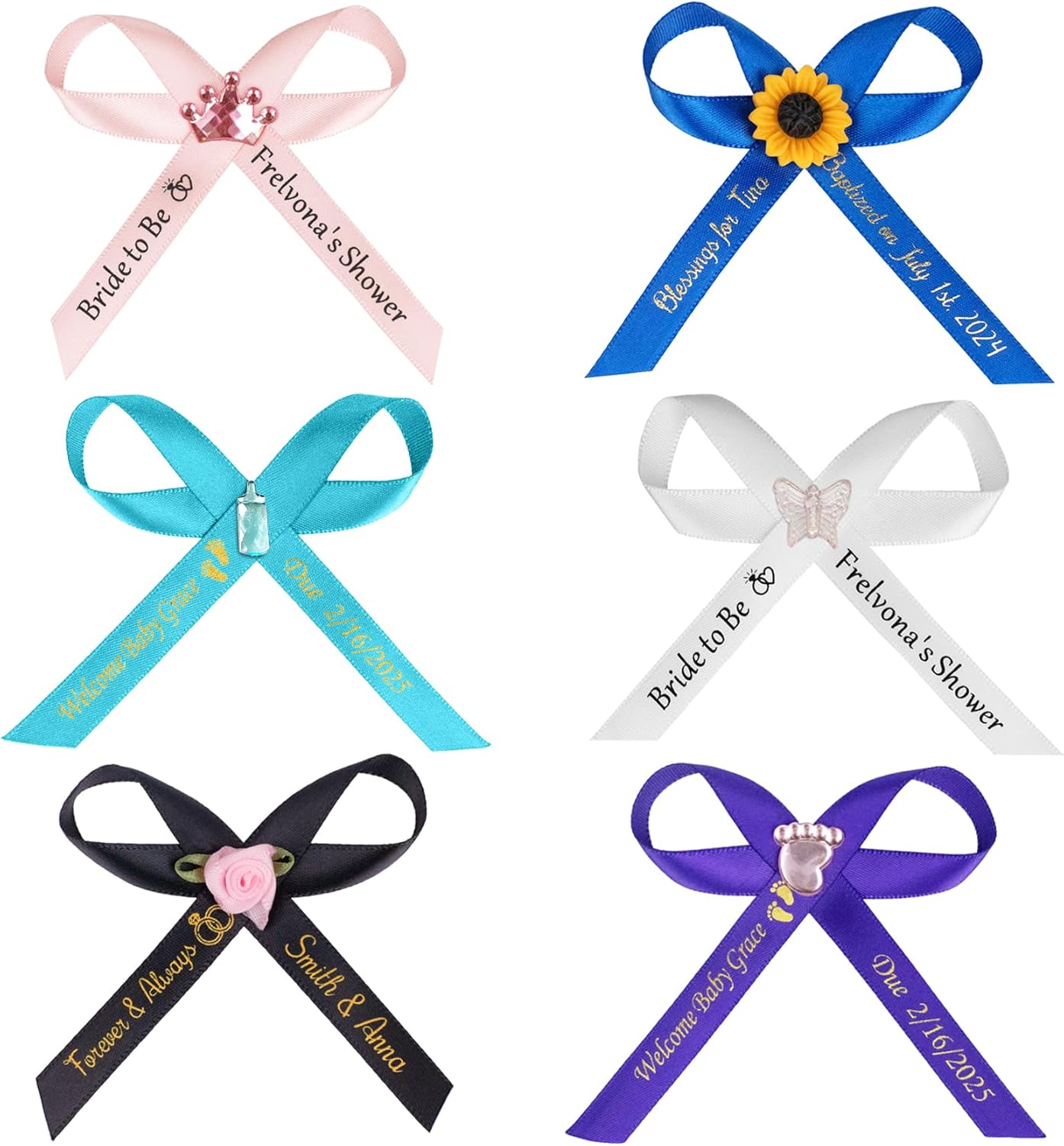 Amazon.com: Frelvona Personalized Ribbons Bows with Name for Bridal Shower Wedding Birthday or ...