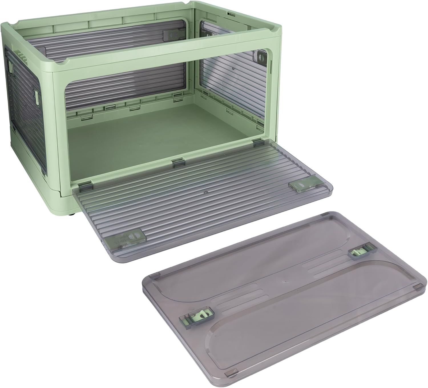 Whale Pocket Foldable Stackable Storage Bins with Clear Door and Wheels ...