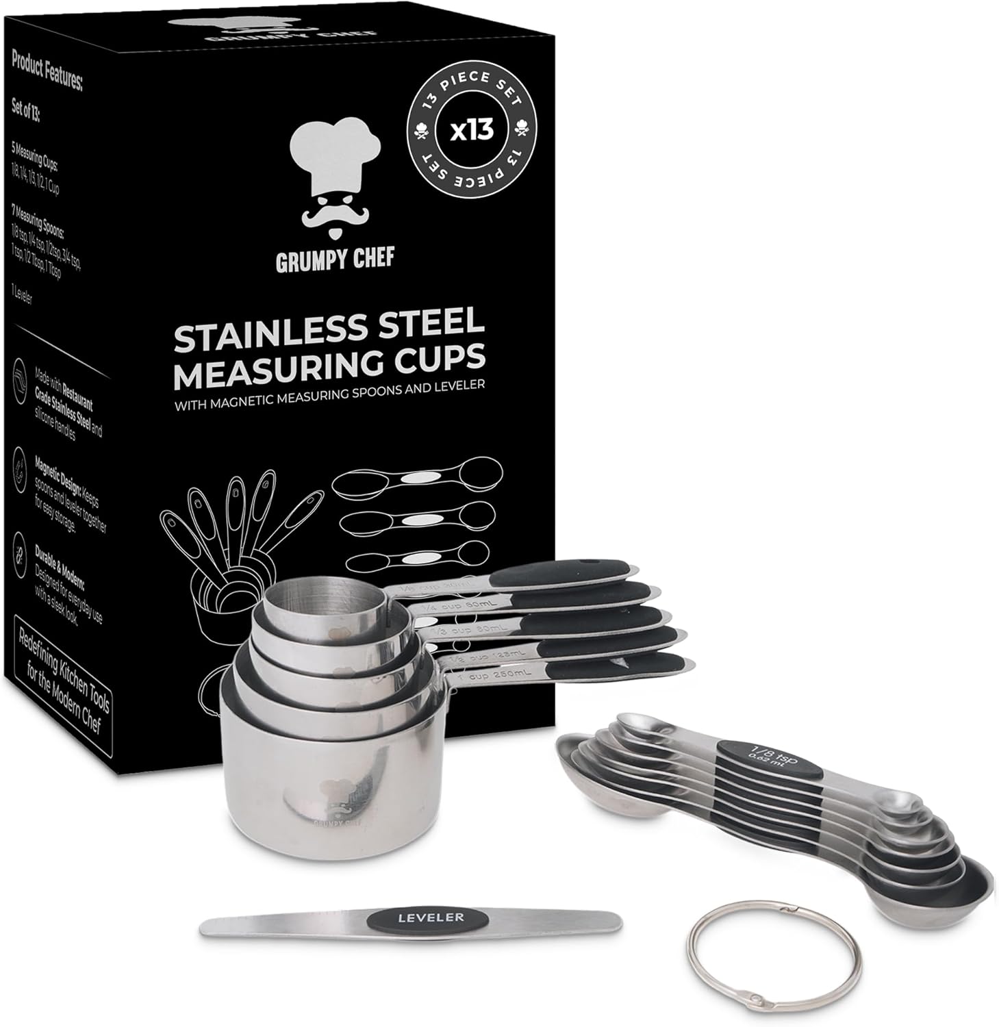 Amazon.com: GRUMPY CHEF Stainless Steel Measuring Cups and Spoons Set ...