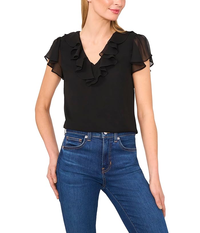 Women's CeCe Ruffled V Neck Top | Zappos.com