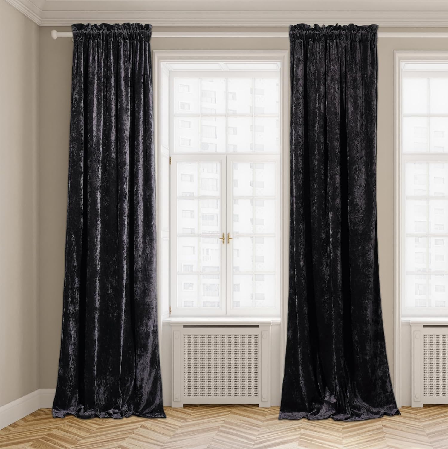 Amazon.com: TAMGHO Crushed Velvet Curtains for Living Room 2 Panels Set ...