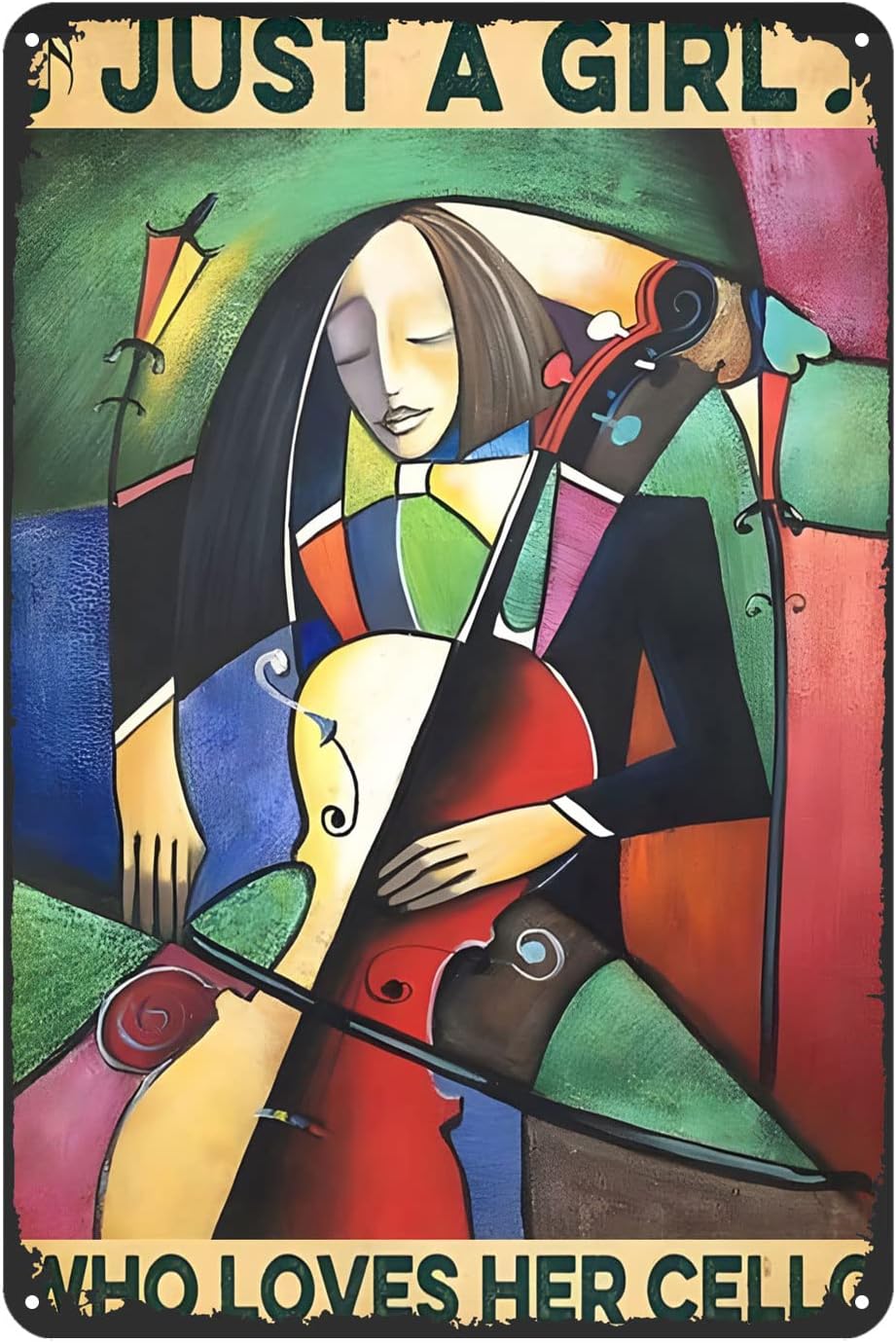 Amazon.com: Aenaon Tin Signs for Girls Metal Sign Cello Just a Girl Who ...