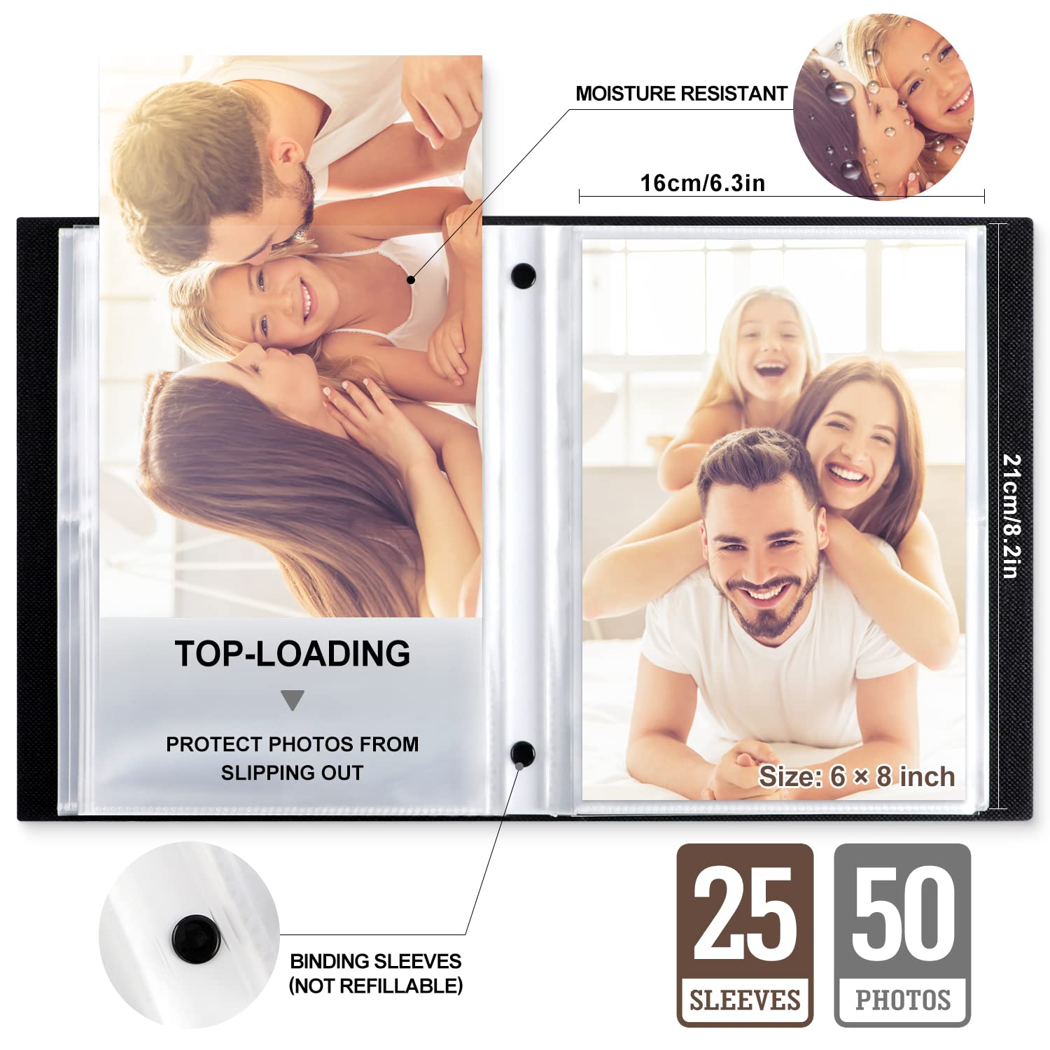 Snapklik.com : Lanpn Photo Album 6x8, Linen Hard Cover Acid Free Slip ...