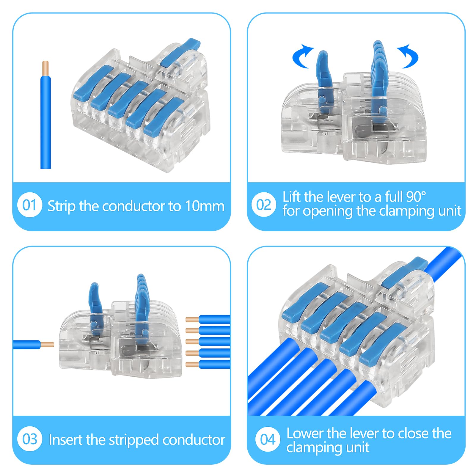 Snapklik.com : 20pcs Lever Wire Connectors, 1 In 5 Out Connectors For ...