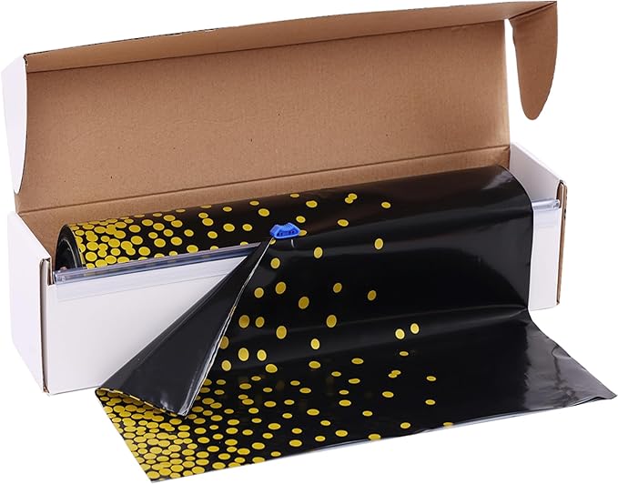 Amazon.com: Kesfey Black with Gold Dot Plastic Tablecloth Roll 54 inch ...