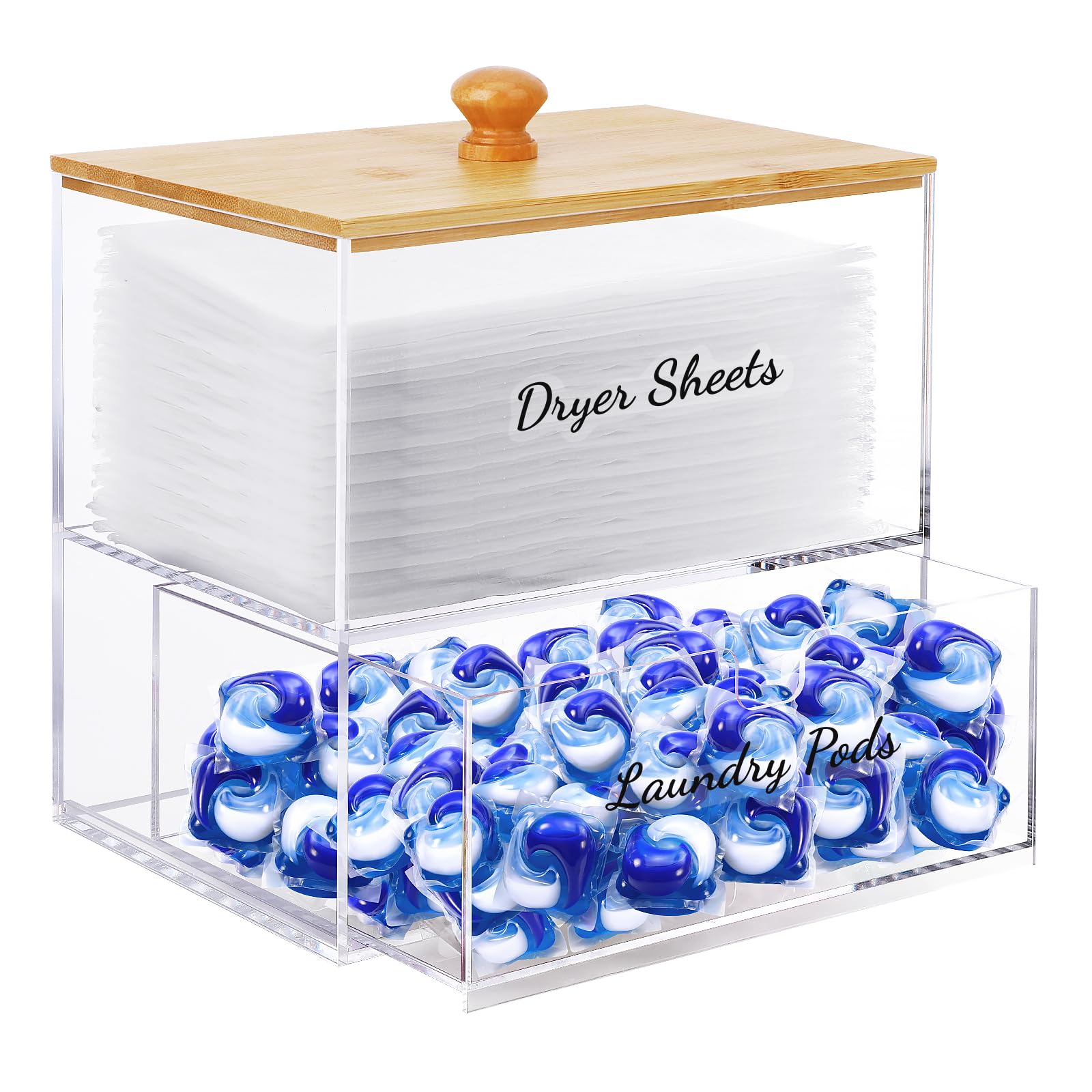 Amazon.com - JYPS Acrylic Dryer Sheet Holder with Drawer and Bamboo Lid ...